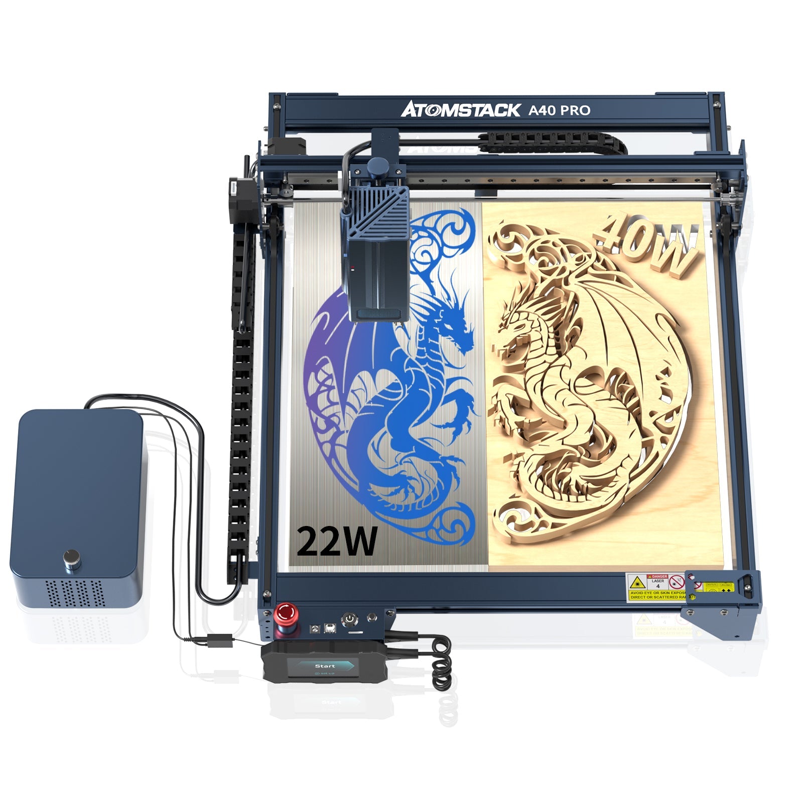 AtomStack A40 Pro Laser Machine Equipped with F60 Air Assist Kit